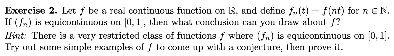Solved Exercise 2 Let F Be A Real Continuous Function On R 