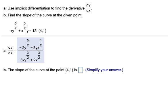Solved a. Use implicit differentiation to find the | Chegg.com