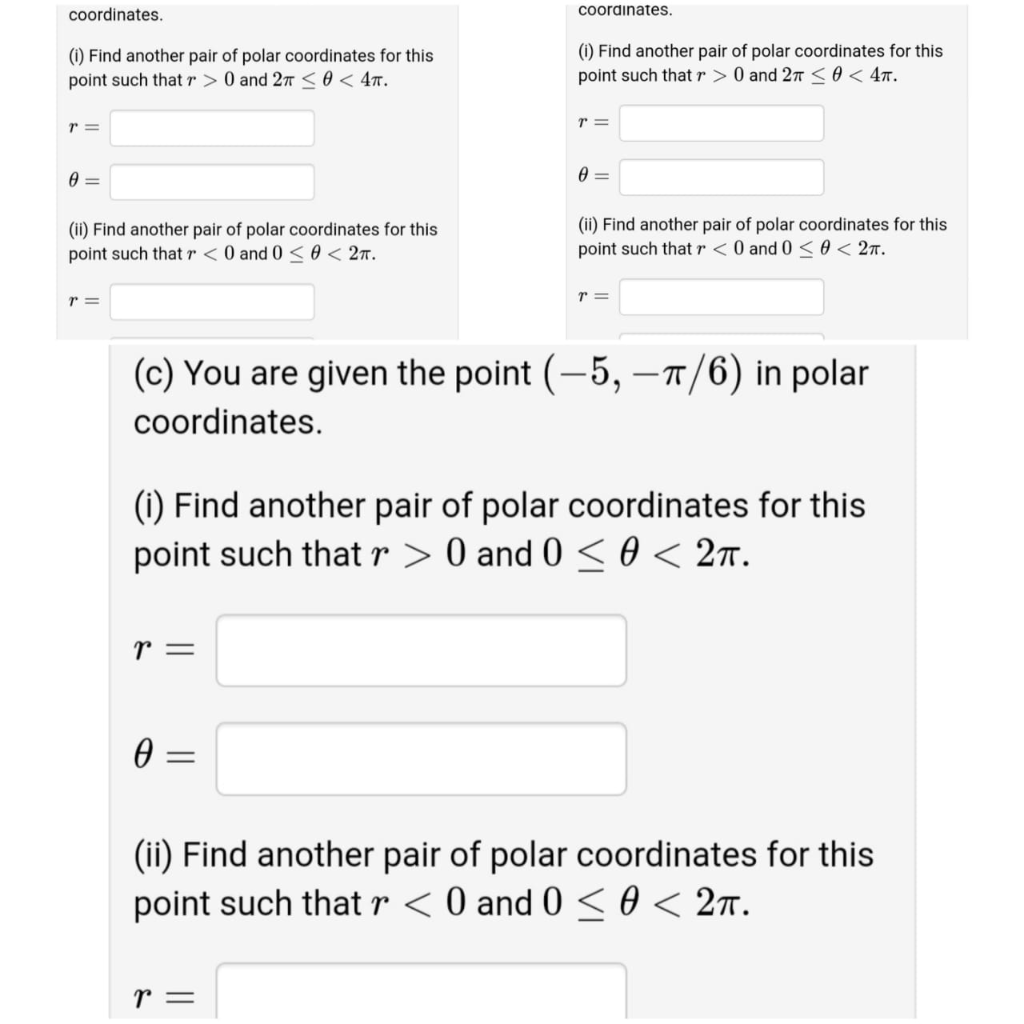 Solved coordinates. coordinates. (1) Find another pair of | Chegg.com