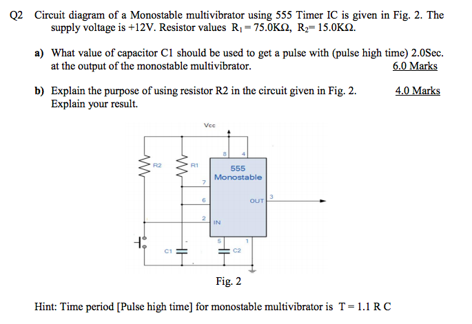 Solved 02 Circuit diagram of a Monostable multivibrator | Chegg.com