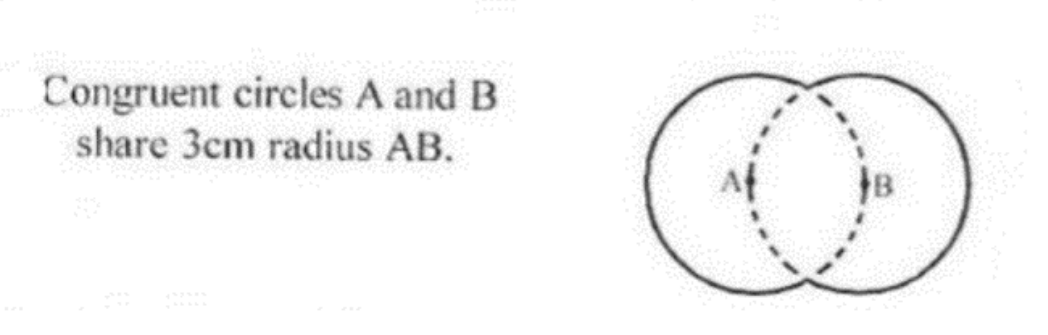 Solved Congruent circles A and B share 3cm radius AB. O | Chegg.com
