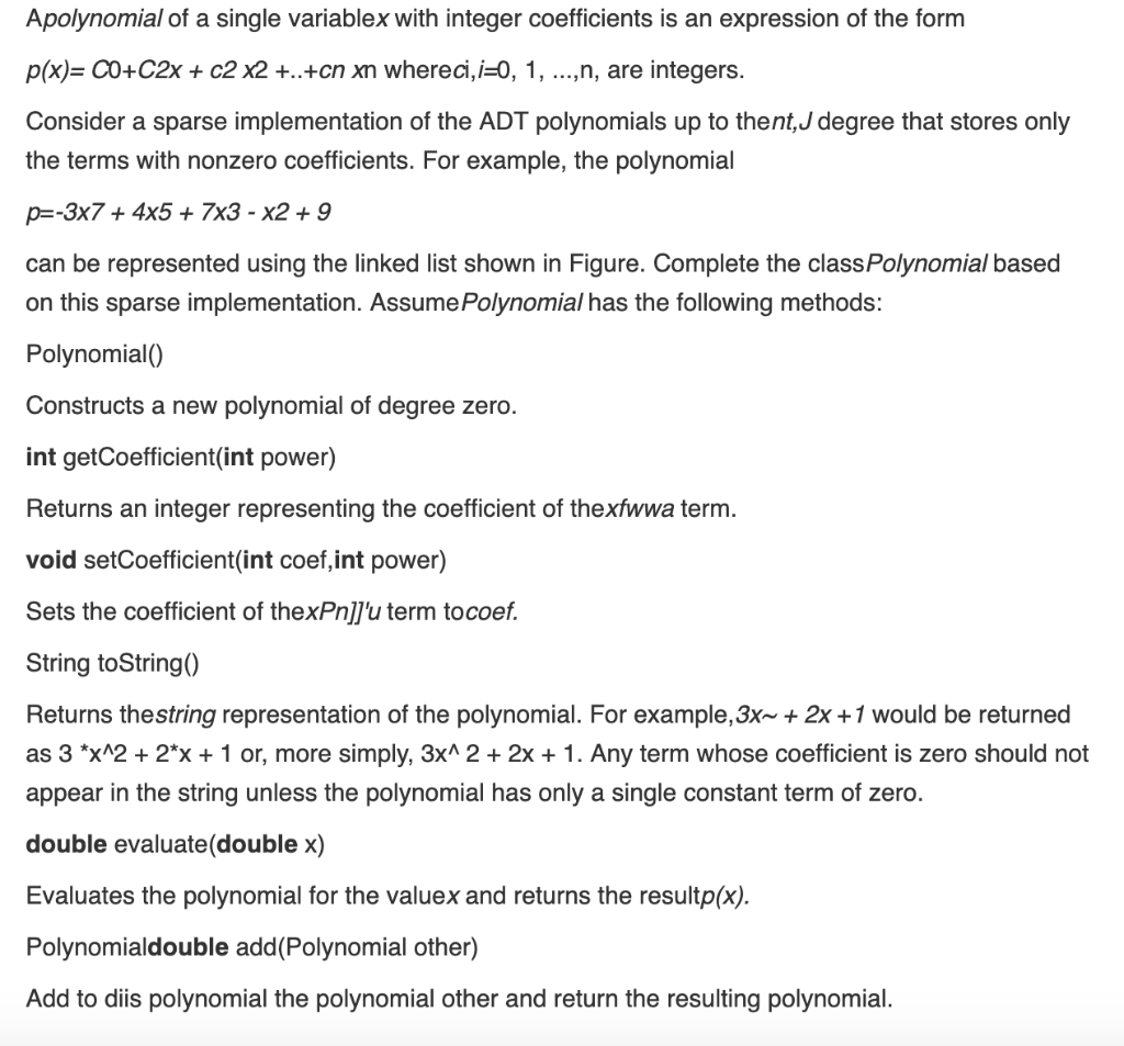 Apolynomial of a single variablex with integer | Chegg.com