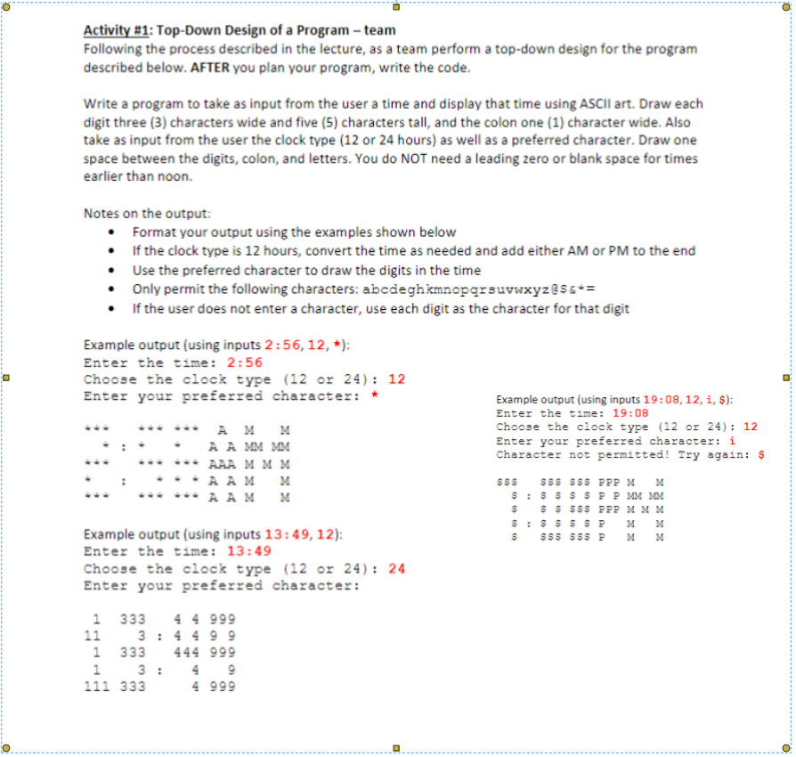 Solved Activity #1: Top-Down Design of a Program - | Chegg.com
