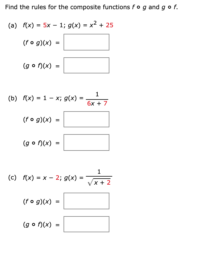 Solved Find the rules for the composite functions fog and go | Chegg.com