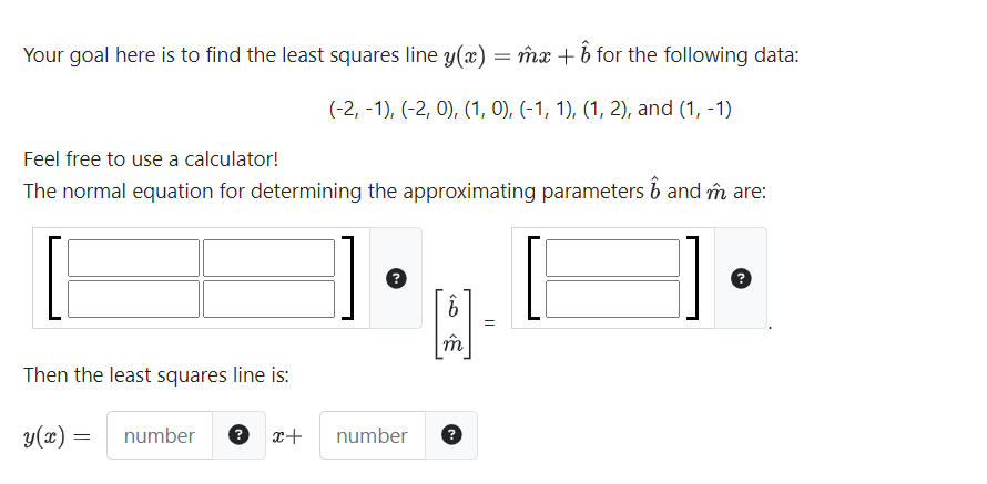 Solved Your goal here is to find the least squares line | Chegg.com