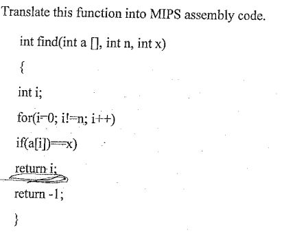 Solved Translate this function into MIPS assembly code. int | Chegg.com