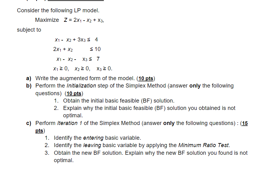 Solved Consider the following LP model. Maximize | Chegg.com