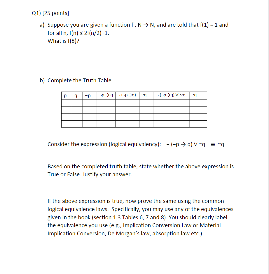 Solved a) Suppose you are given a function f:N→N, and are | Chegg.com