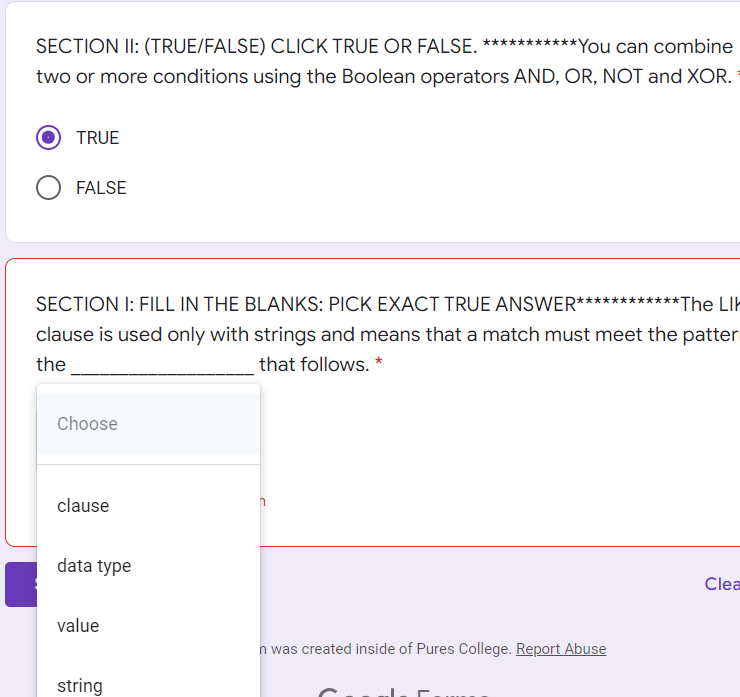 Solved SECTION III: (SELECT ONE TRUE OPTION) Read this | Chegg.com