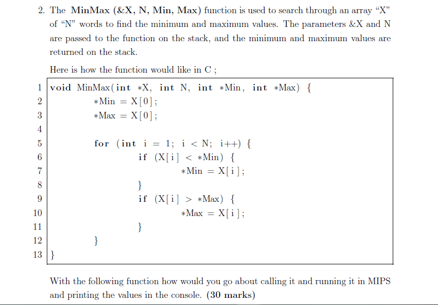 Solved 2 The Minmax Andx N Min Max Function Is Used To 