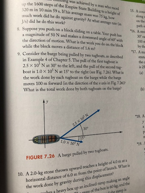 Solved 9.) Consider the barge being pulled by two tugboats, | Chegg.com