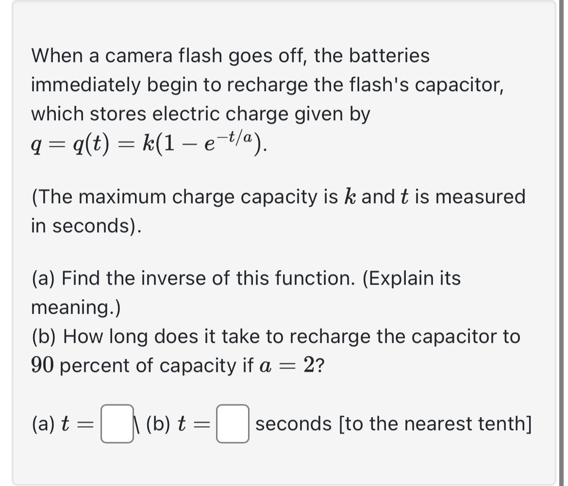 Solved When a camera flash goes off, the | Chegg.com