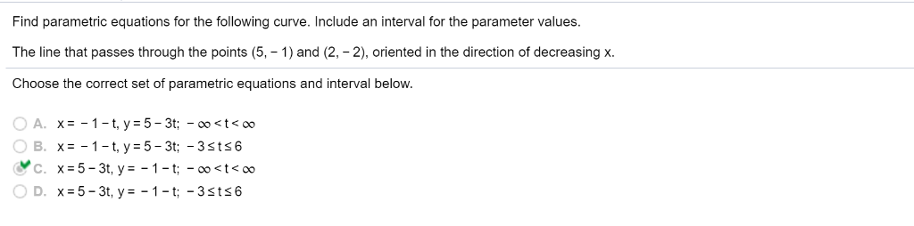 Solved Find parametric equations for the following curve. | Chegg.com