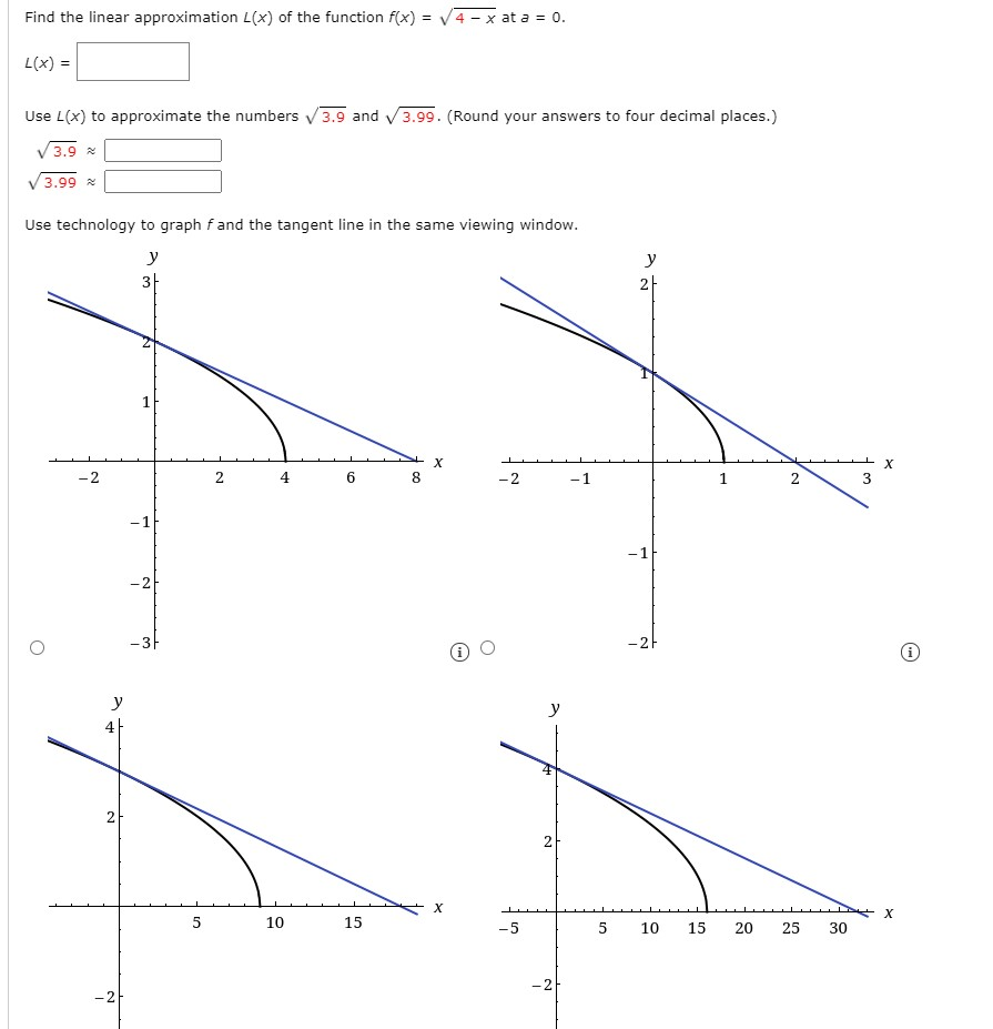 Solved Find the linear approximation L(x) of the function | Chegg.com