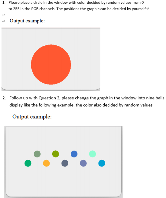 Solved 1. Please place a circle in the window with color | Chegg.com