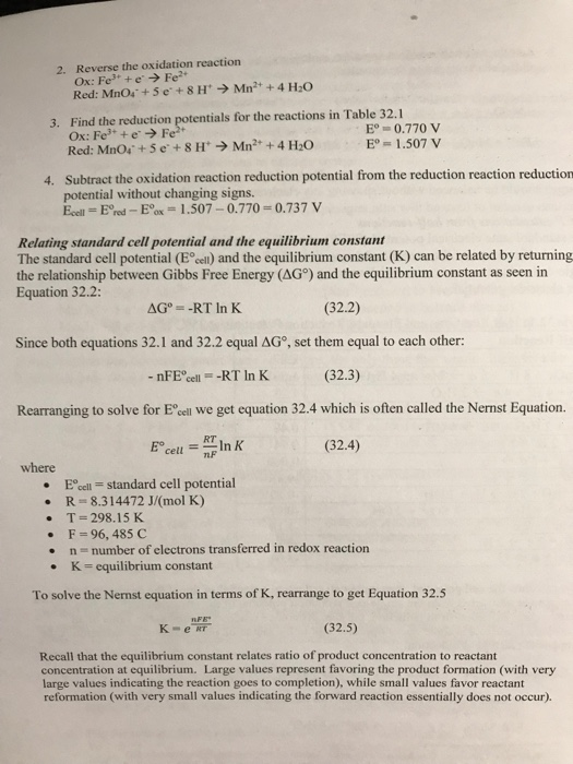 Solved Experiment 32 Independent Exploration of REDOX | Chegg.com