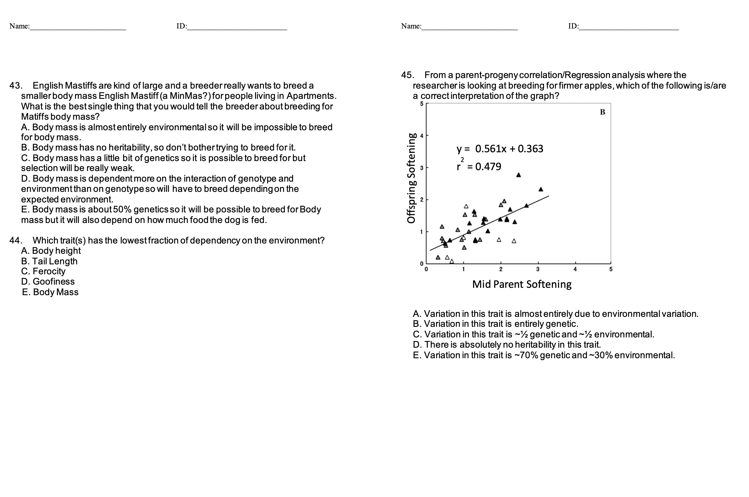 Solved Section 8) We talked about Quantitative genetics. | Chegg.com