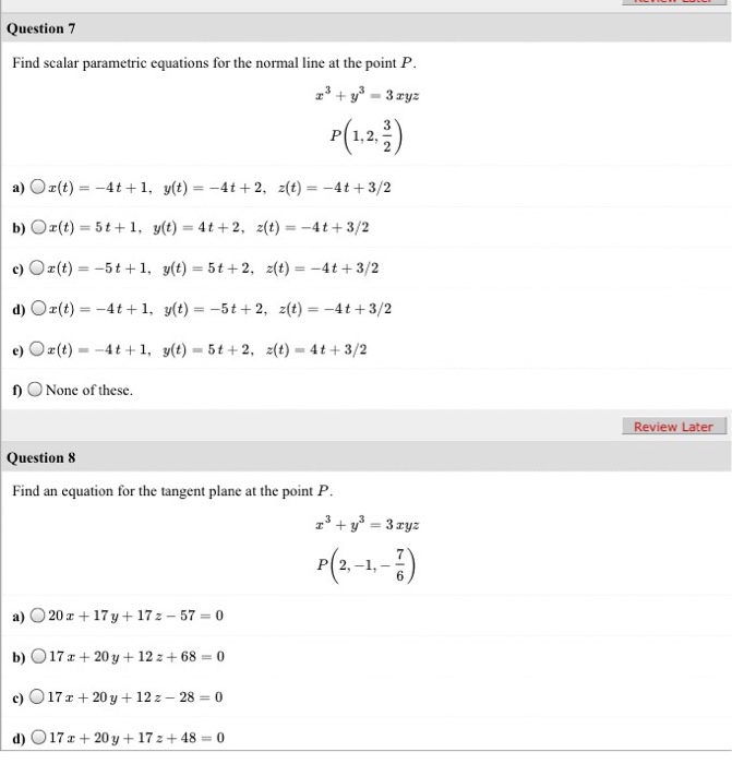Solved Find scalar parametric equations for the normal line | Chegg.com