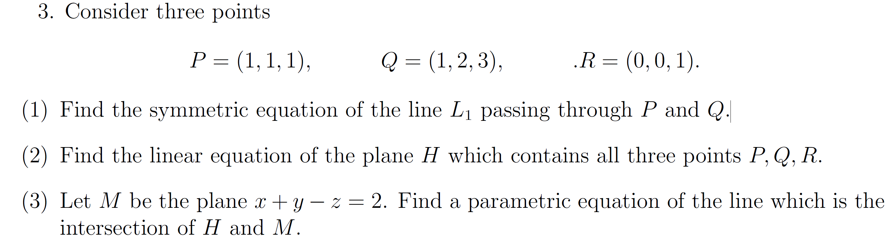 Solved 3. Consider three points | Chegg.com