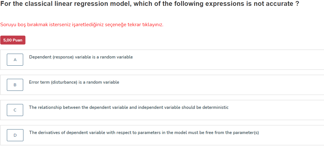 Solved For the classical linear regression model, which of | Chegg.com
