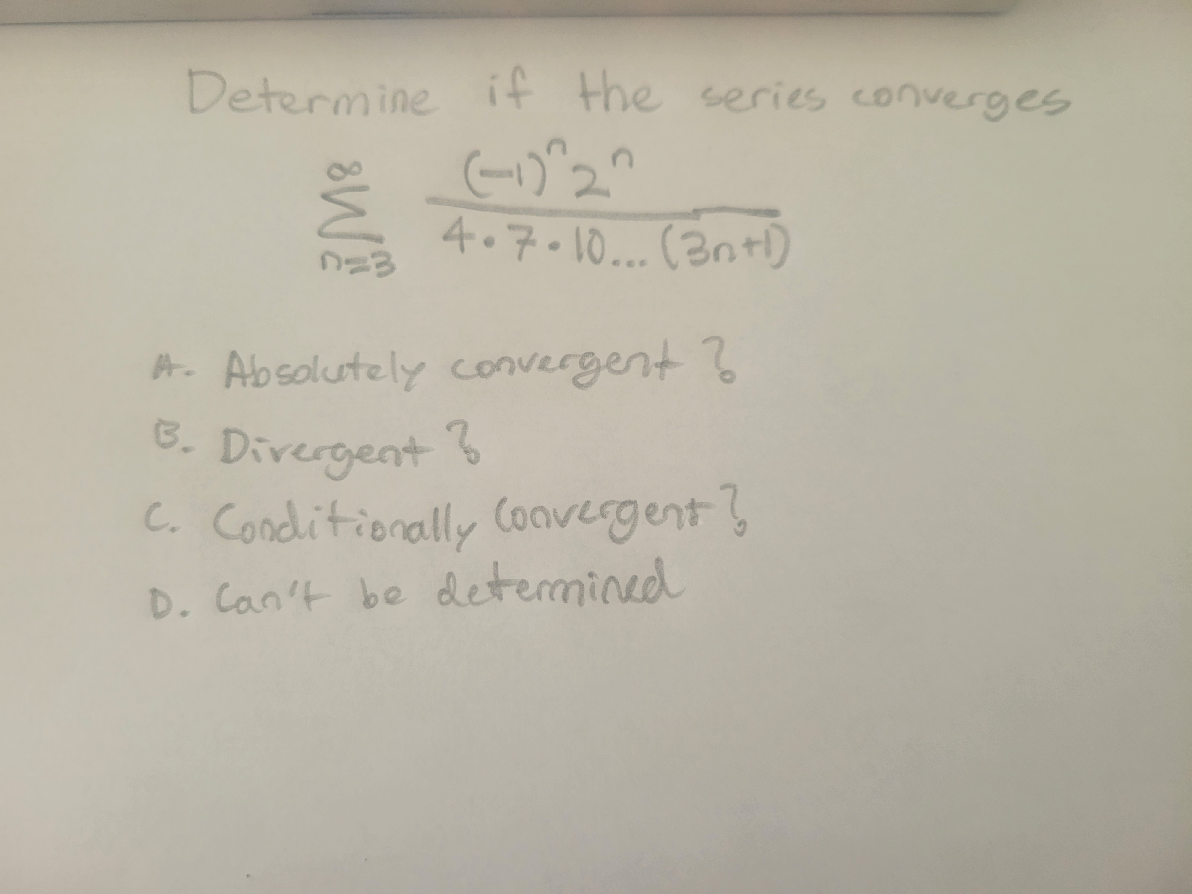 Solved \\[ \\sum_{n=3}^{\\infty} \\frac{(-1)^{n} 2^{n}}{4 | Chegg.com