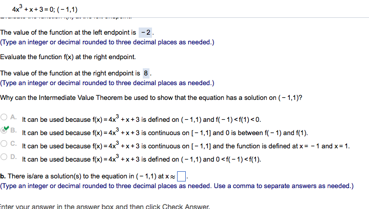 Solved 4x3 x+3-0: (-1.1) The value of the function at the | Chegg.com