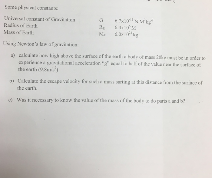 Solved Some physical constants: Universal constant of | Chegg.com