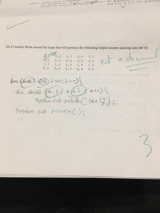 Solved 26 5 Marks Write Nested For Loops That Will 3986