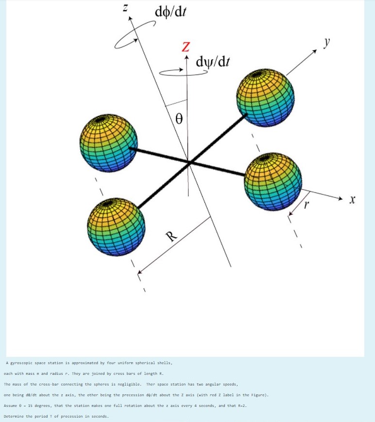 A gyroscopic space station is approximated by four | Chegg.com
