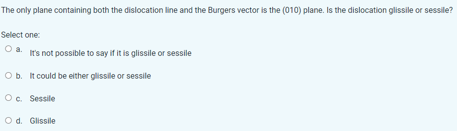 Solved The only plane containing both the dislocation line | Chegg.com