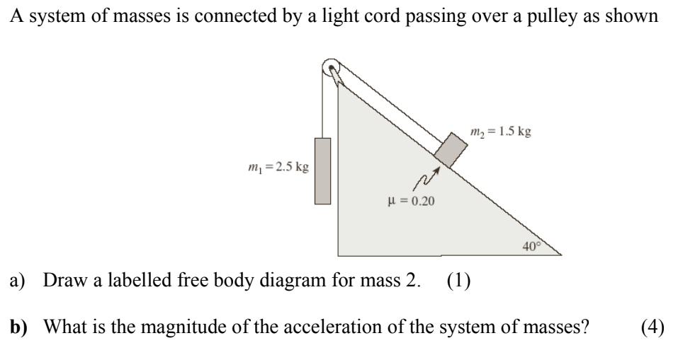 Solved A system of masses is connected by a light cord | Chegg.com