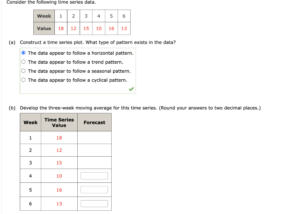 Solved Consider the following time series data. (a) | Chegg.com