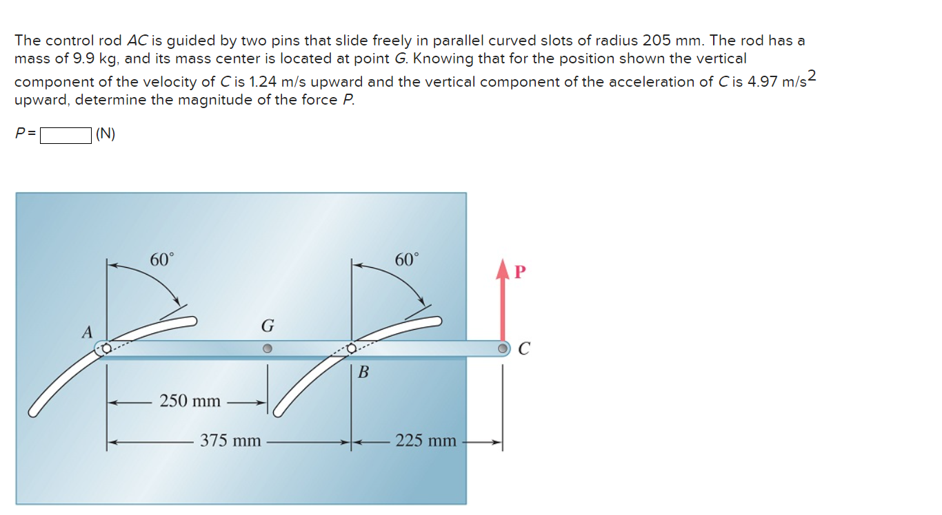Solved The control rod AC is guided by two pins that slide | Chegg.com