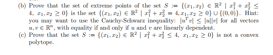 (b) Prove that the set of extreme points of the set | Chegg.com