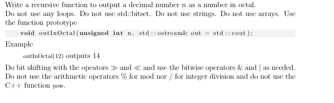Solved Do Not Use Any Loops Do Not Use Stdbitset Do Not 3951