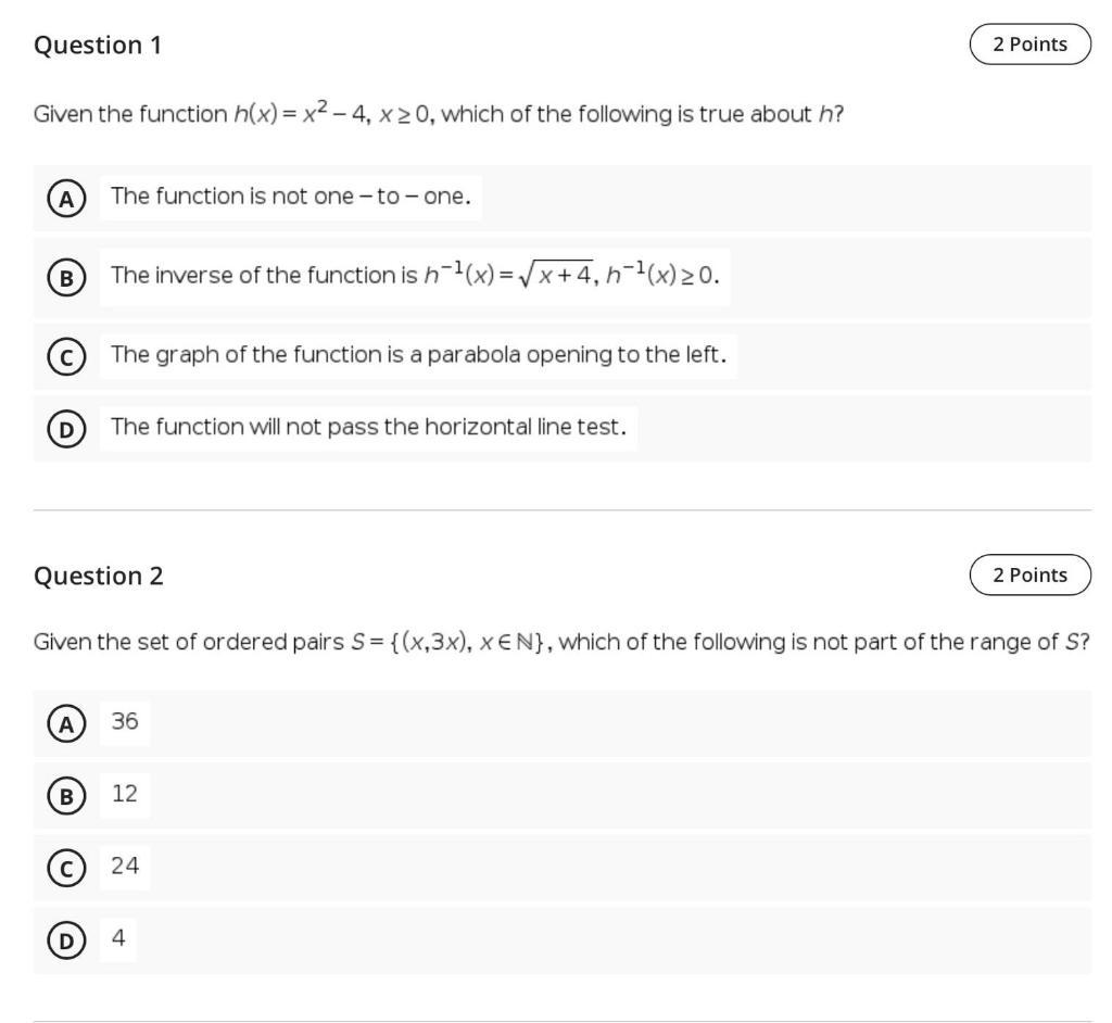 Solved Question 4 2 Points Which Equation Below Represents A 