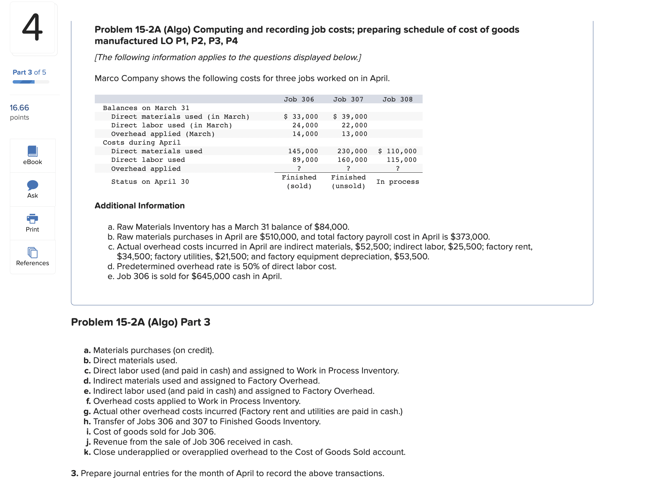 Solved Problem 15-2A (Algo) Computing and recording job | Chegg.com