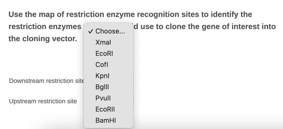Solved Use the map of restriction enzyme recognition sites | Chegg.com