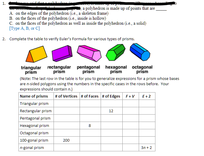 Solved A on the edges of the polyhedron (i.e, a polyhedron | Chegg.com