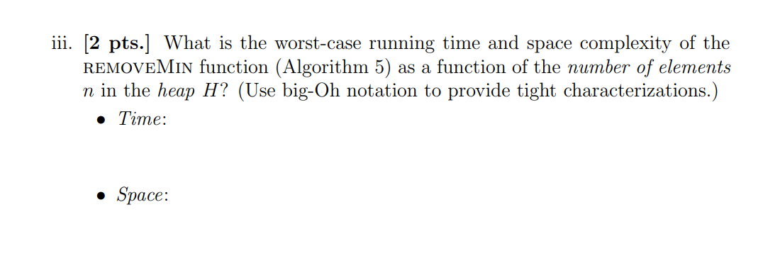 i. [8 pts.] Provide an algorithm, using pseudocode, | Chegg.com