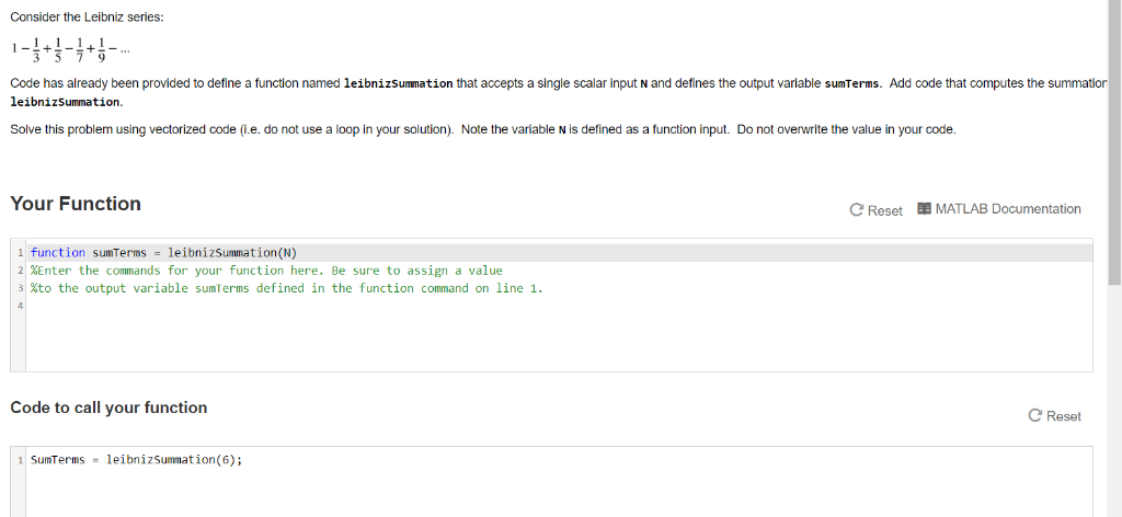 Solved Consider the Leibniz series: Code has already been | Chegg.com