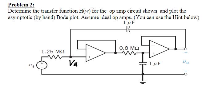 Solved Problem 2: Determine the transfer function H(w) for | Chegg.com
