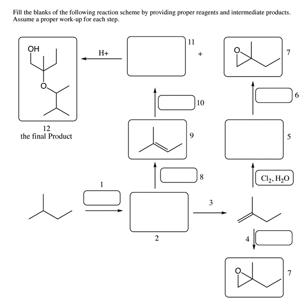 Solved Fill the blanks of the following reaction scheme by | Chegg.com