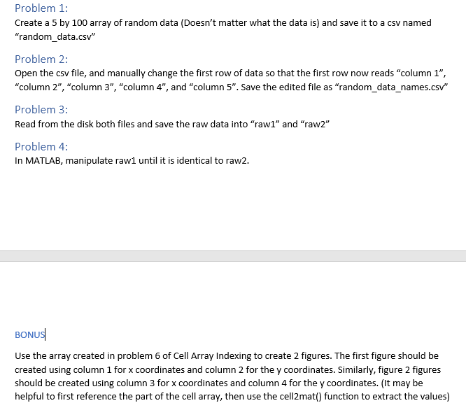 Problem 1: Create a 5 by 100 array of random data | Chegg.com
