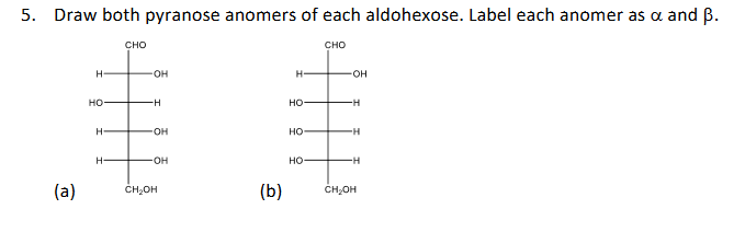 Solved 5. Draw both pyranose anomers of each aldohexose. | Chegg.com