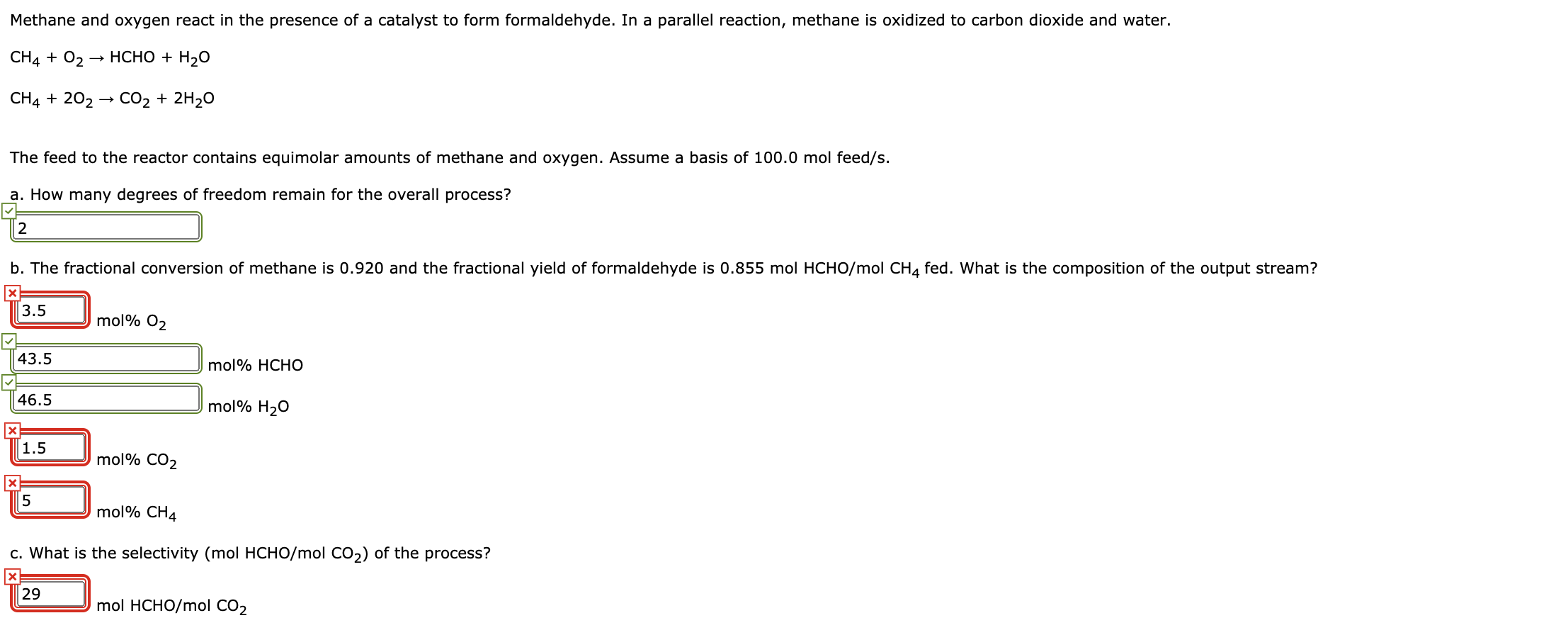 Solved Methane and oxygen react in the presence of a | Chegg.com