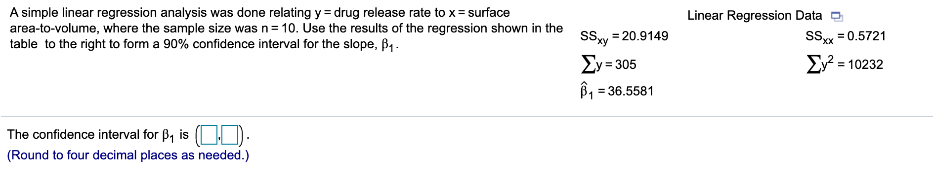 Solved A simple linear regression analysis was done relating | Chegg.com