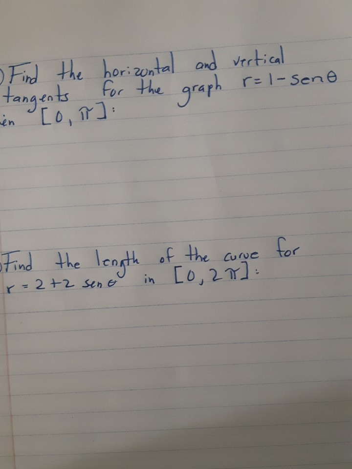 Solved Find the horizontal and vertical tangents in [o, n]: | Chegg.com