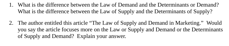Solved 1. What is the difference between the Law of Demand | Chegg.com