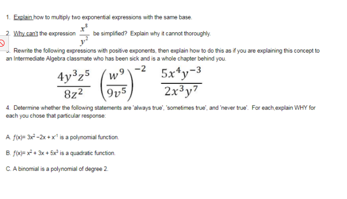 Solved 1. Explain how to multiply two exponential | Chegg.com